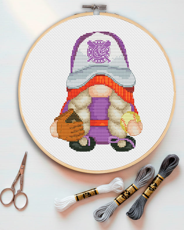Modern cross stitch pattern Female softball player – CUTEBROIDERY