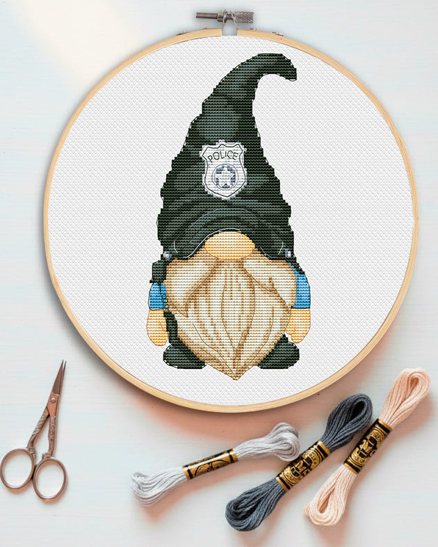 Policeman, Cross stitch, Police cross stitch, Gnomes cross stitch, Mod ...